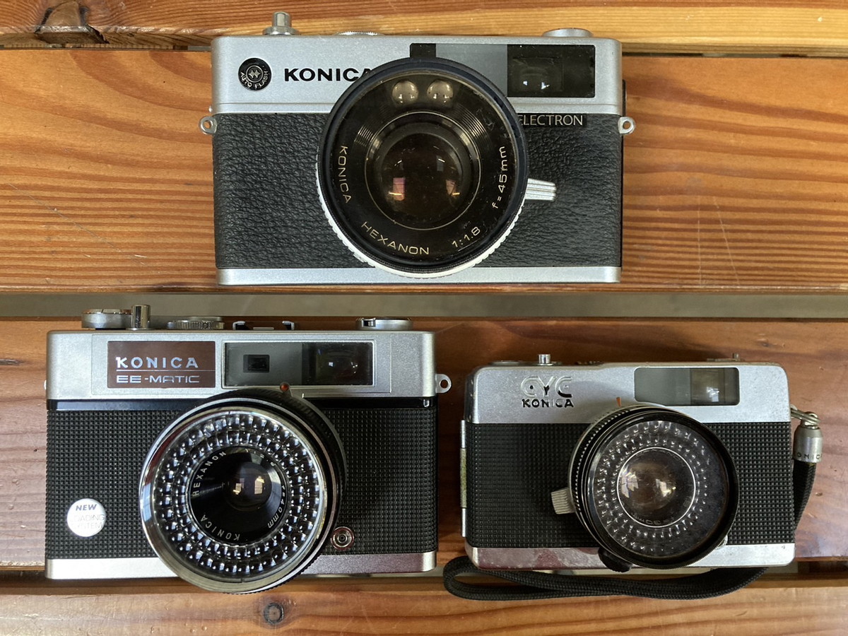 【傷や汚れあり】【12-66】KONICA フィルムカメラ 3台セット コニカ EE-Matic EYE KONICA ELECTRON 使用 ...