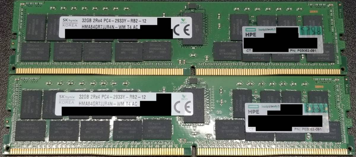 HPE純正,SKhynix、DDR4-2933、ECC Registered、32GB、中古 Z4G4/Z6G4/Z8G4/ProLiant ...