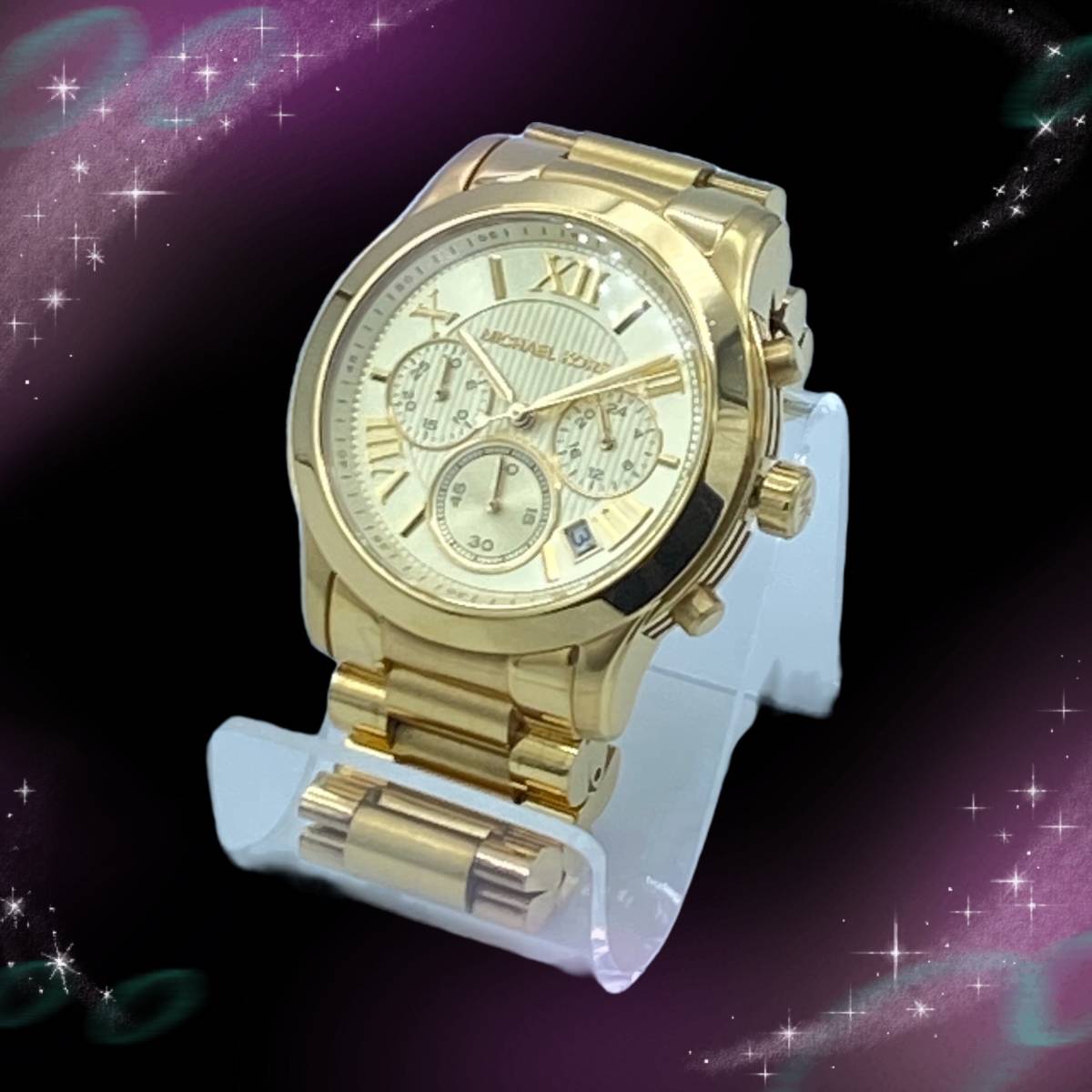 【やや傷や汚れあり】《1円スタート 稼働品 美品》 マイケルコース 時計 レディース クーパー MK6274 ゴールドダイアル×ゴールド ...