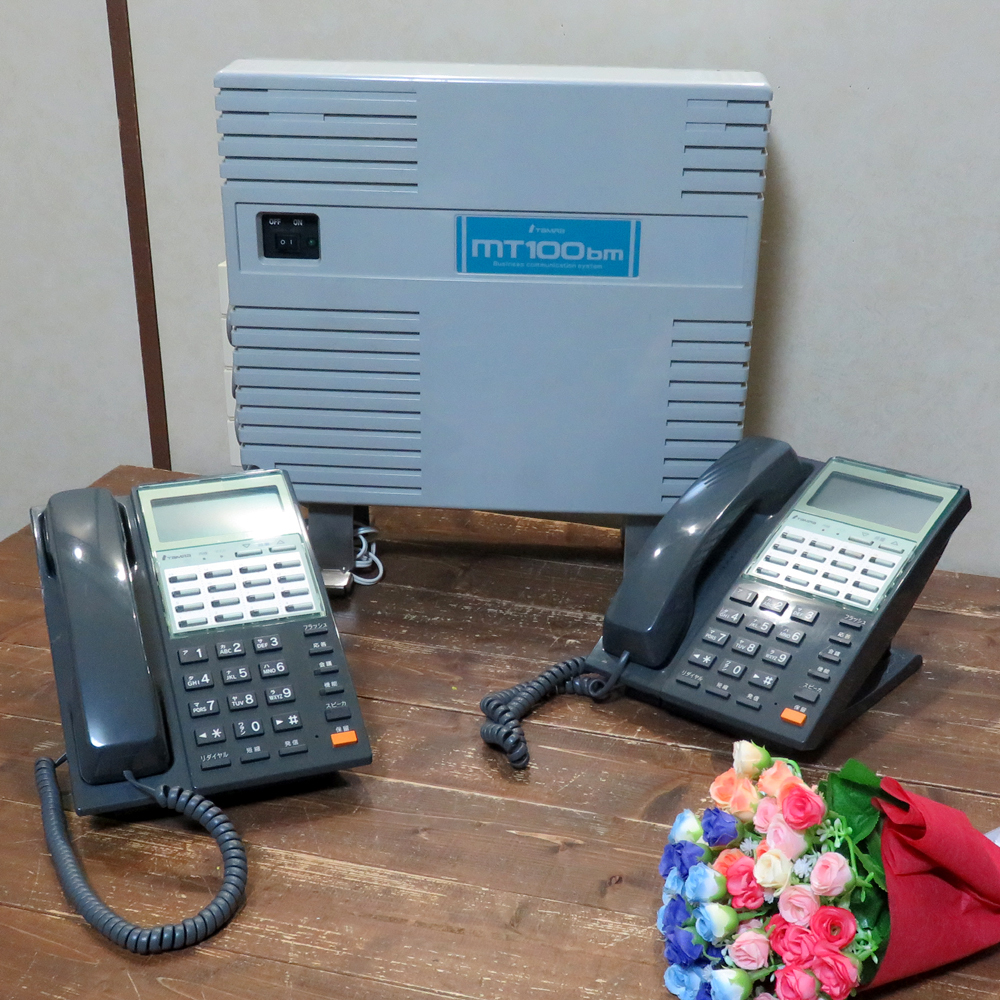 【目立った傷や汚れなし】サクサ SAXA Tamra MT100bm 主装置 アナログ回線 ISDN回線 TD130(K)電話機 2台 ナンバーディスプレイ ビジネスフォン 個人起業 独立 ...