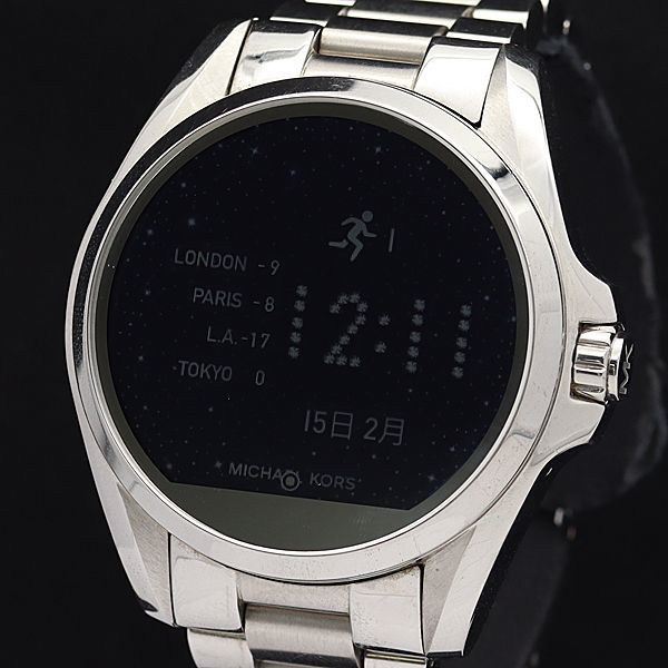 【目立った傷や汚れなし】1円 稼働 良品 箱/コマ3/保/充電器付 マイケルコース 充電式 MKT5012 ブラッドショー スマートウォッチ ...