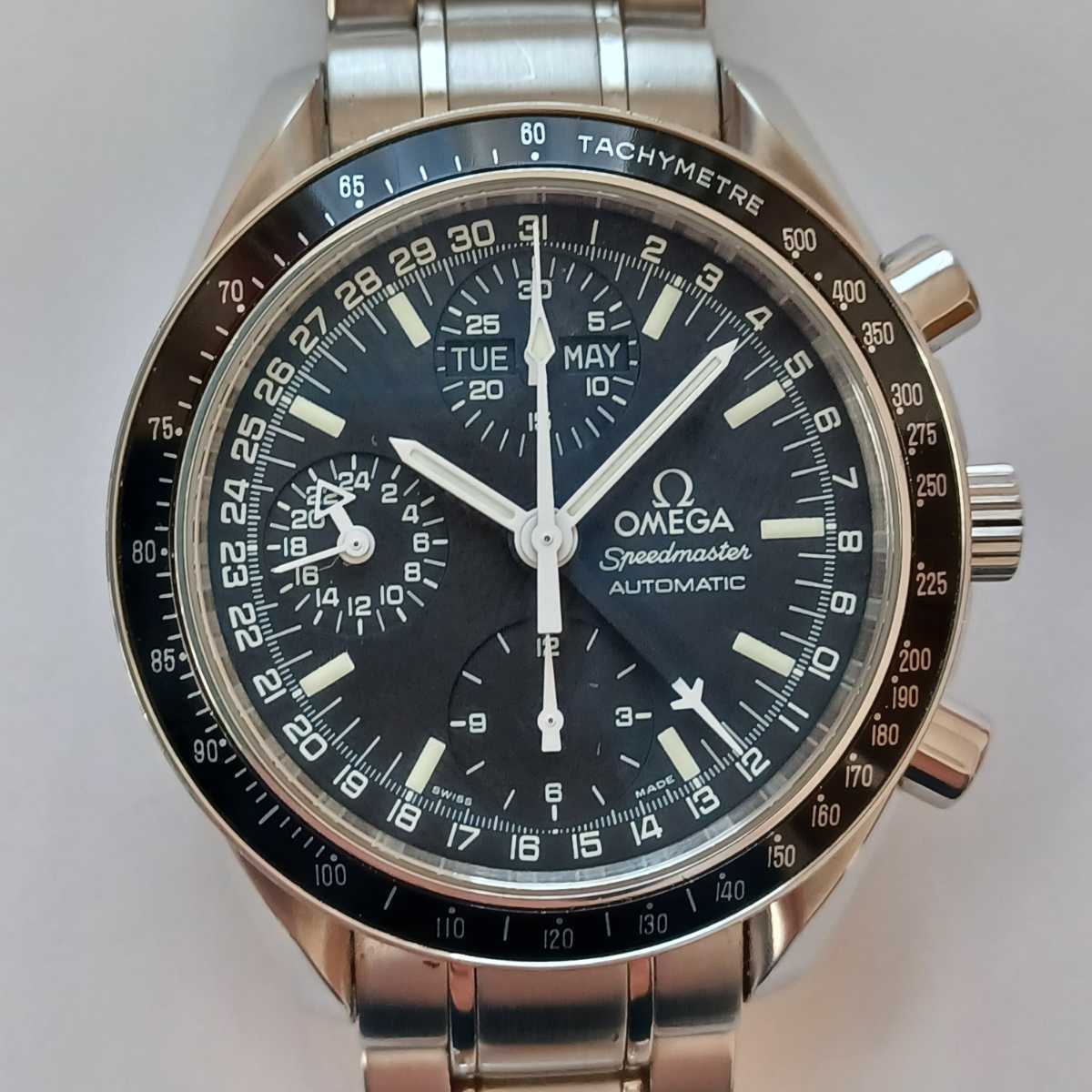 【目立った傷や汚れなし】【OMEGA】オメガ スピードマスター オートマティック タキメーター SPEEDMASTER AUTOMATIC TACHYMETRE 自動巻き 腕時計 ラウンド ...