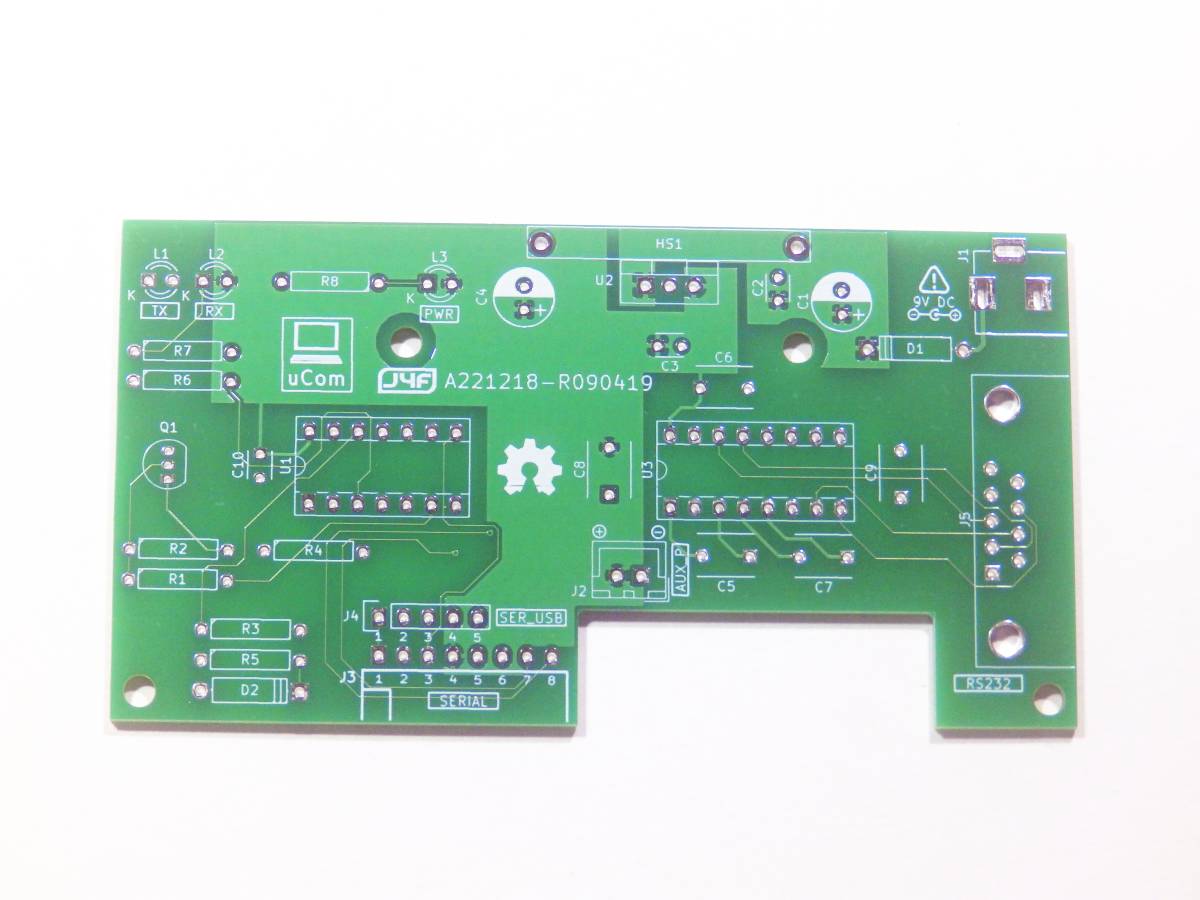 【未使用】uCom micro-Com 製作用 プリント基板 緑色 MAX232 Z80 MBC2 USB RS232 COM ポート 電源 ...