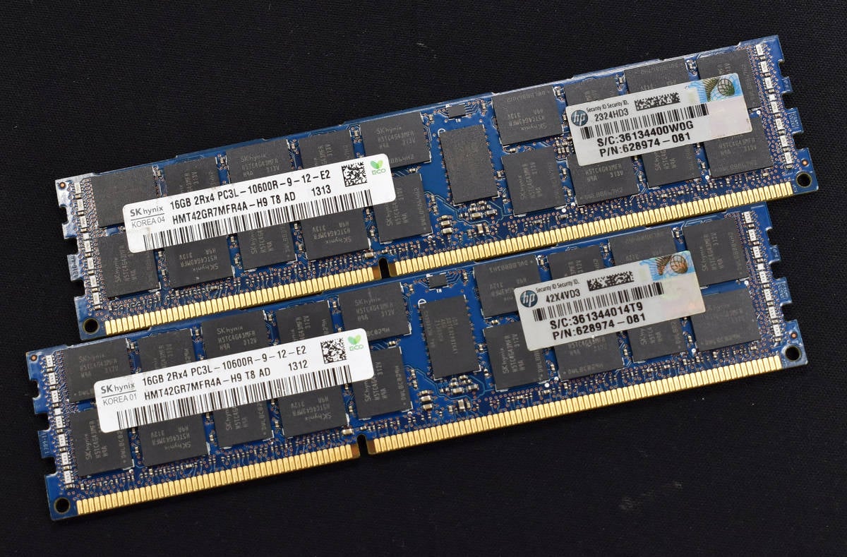 【目立った傷や汚れなし】32GB (16GB 2枚組) DDR3L PC3L-10600R DDR3L-1333 DDR3 ECC REG 2Rx4 240pin ECC Registered ...