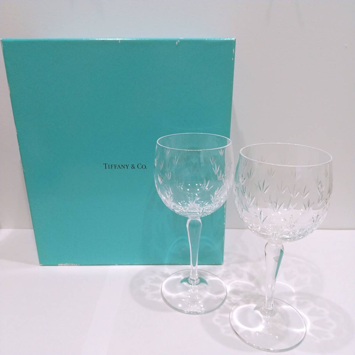 【やや傷や汚れあり】【211】TIFFANY & CO. ティファニー フローレット ワイン ペアグラス 食器 タンブラー クリスタル ガラス ...