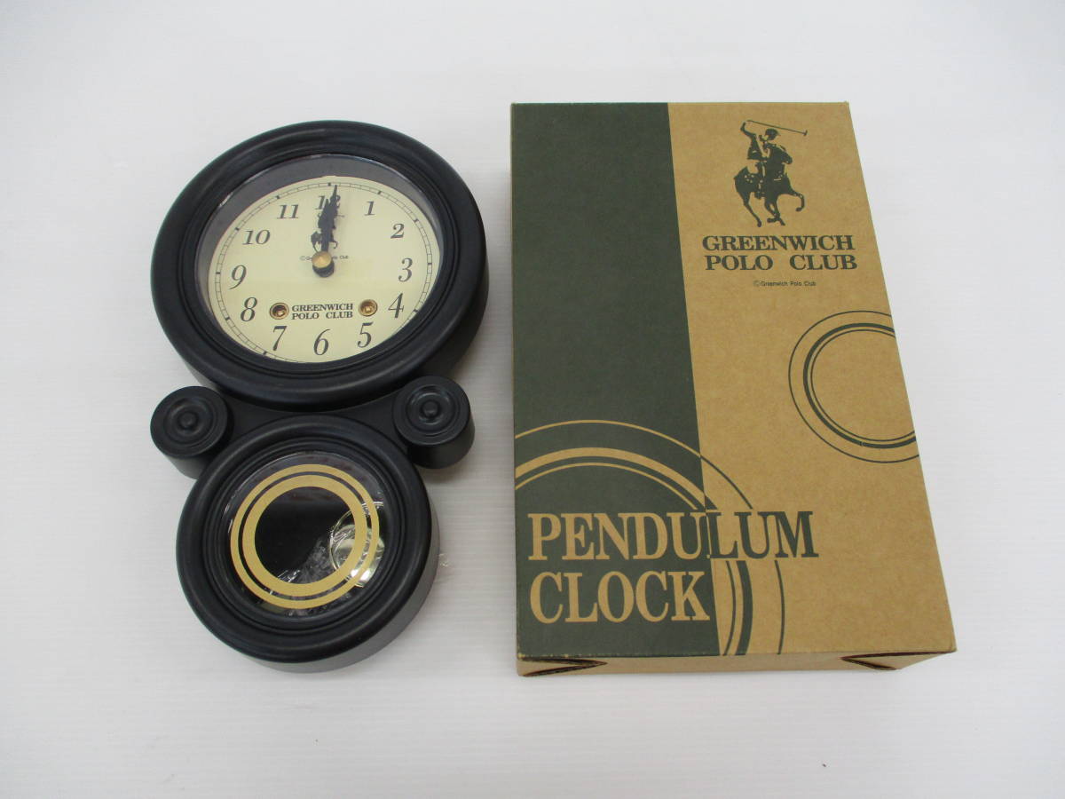【未使用に近い】浜★GREENWICH POLO CLUB/グリニッジポロクラブ/掛時計/振り子式/PENDULUM CLOCK/壁掛け時計 ...