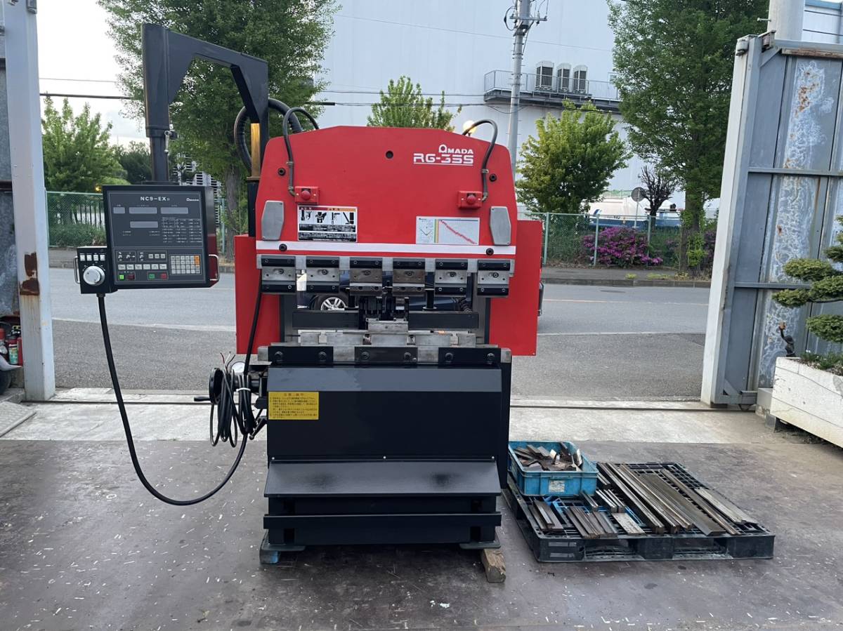 【目立った傷や汚れなし】AMADA アマダ ベンダー RG35S オートバックゲージ NC9-EXⅡ オープンハイト370mm 圧力能力35トン テーブル1200mm プレスブレーキ 1990 ...