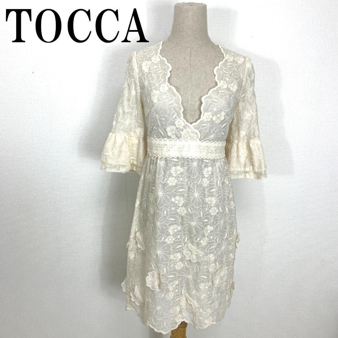 【目立った傷や汚れなし】LA6187 トッカ 花柄刺ワンピース ライトベージュ系 シースルー TOCCA 6分丈 0の落札情報詳細 - ヤフオク落札価格検索 オークフリー