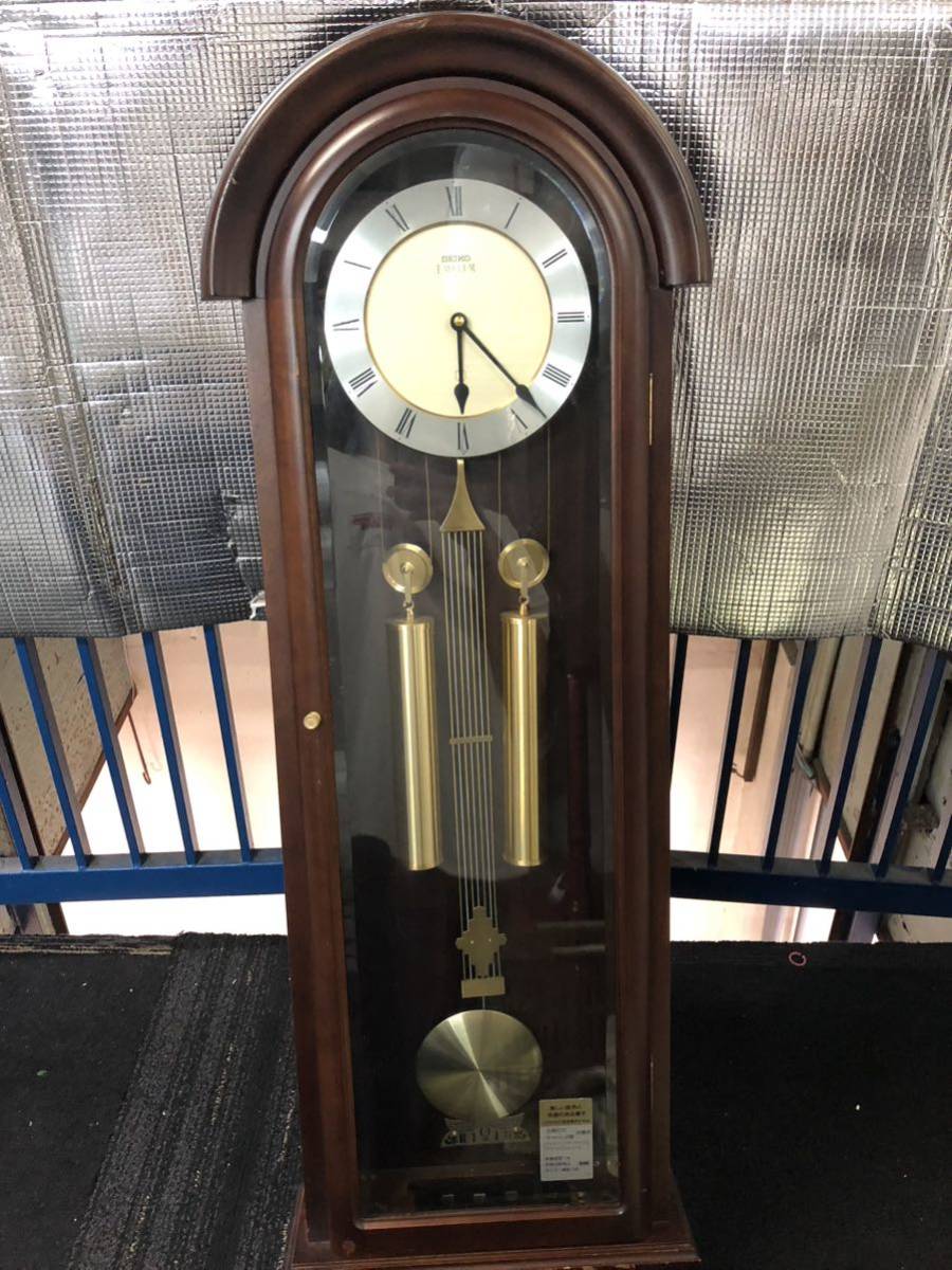 【未使用】未使用 SEIKO EMBLEM エンブレム HS351B メロディ報時機能付き Hi-Fi音源メロディ 掛け時計 振り子時計 柱 ...