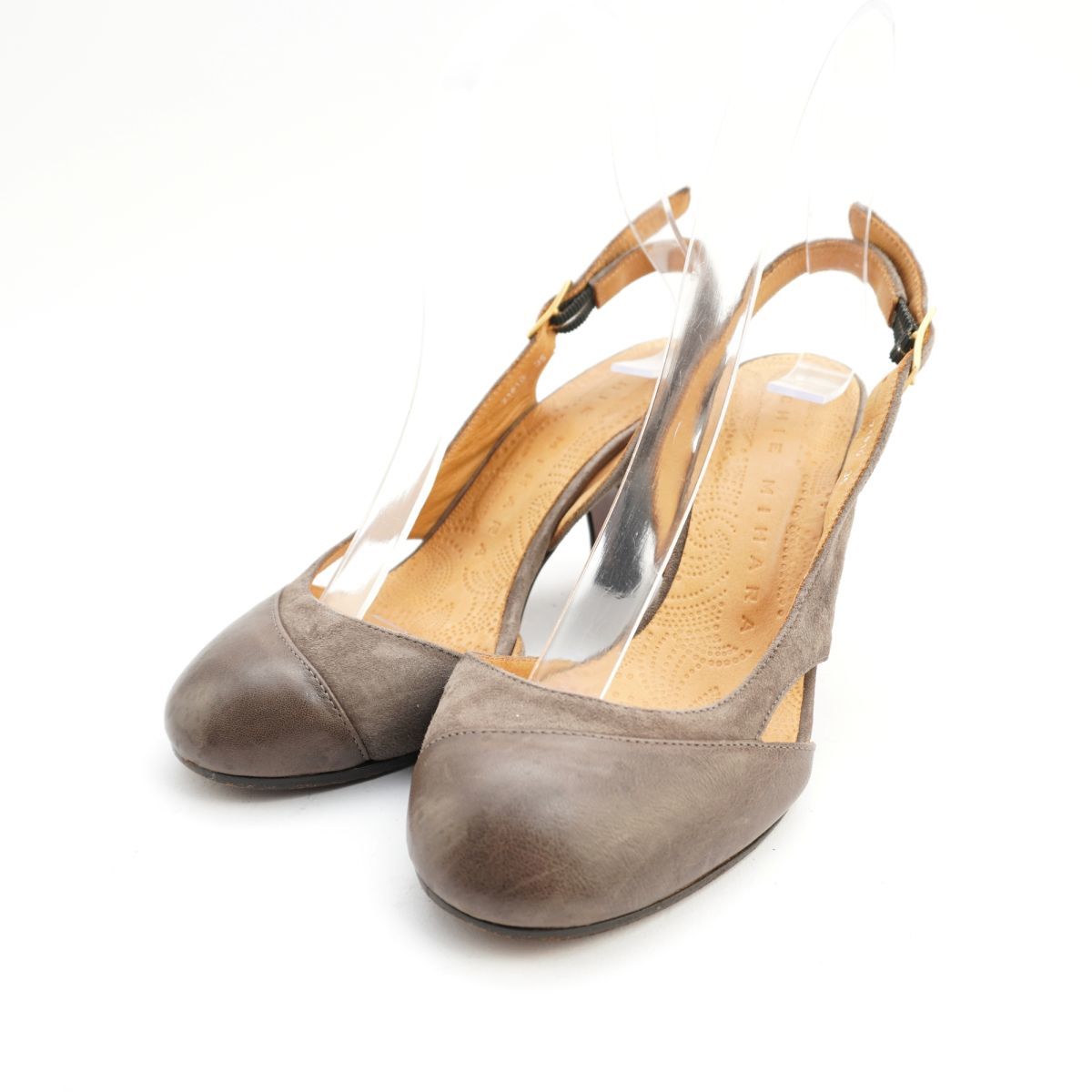 【目立った傷や汚れなし】CHIE MIHARA チエミハラ 35 23.0 パンプス ヒール ラウンドトゥ バックル スエード レザー グレー ジュ/GC70の落札情報詳細 - Yahoo ...