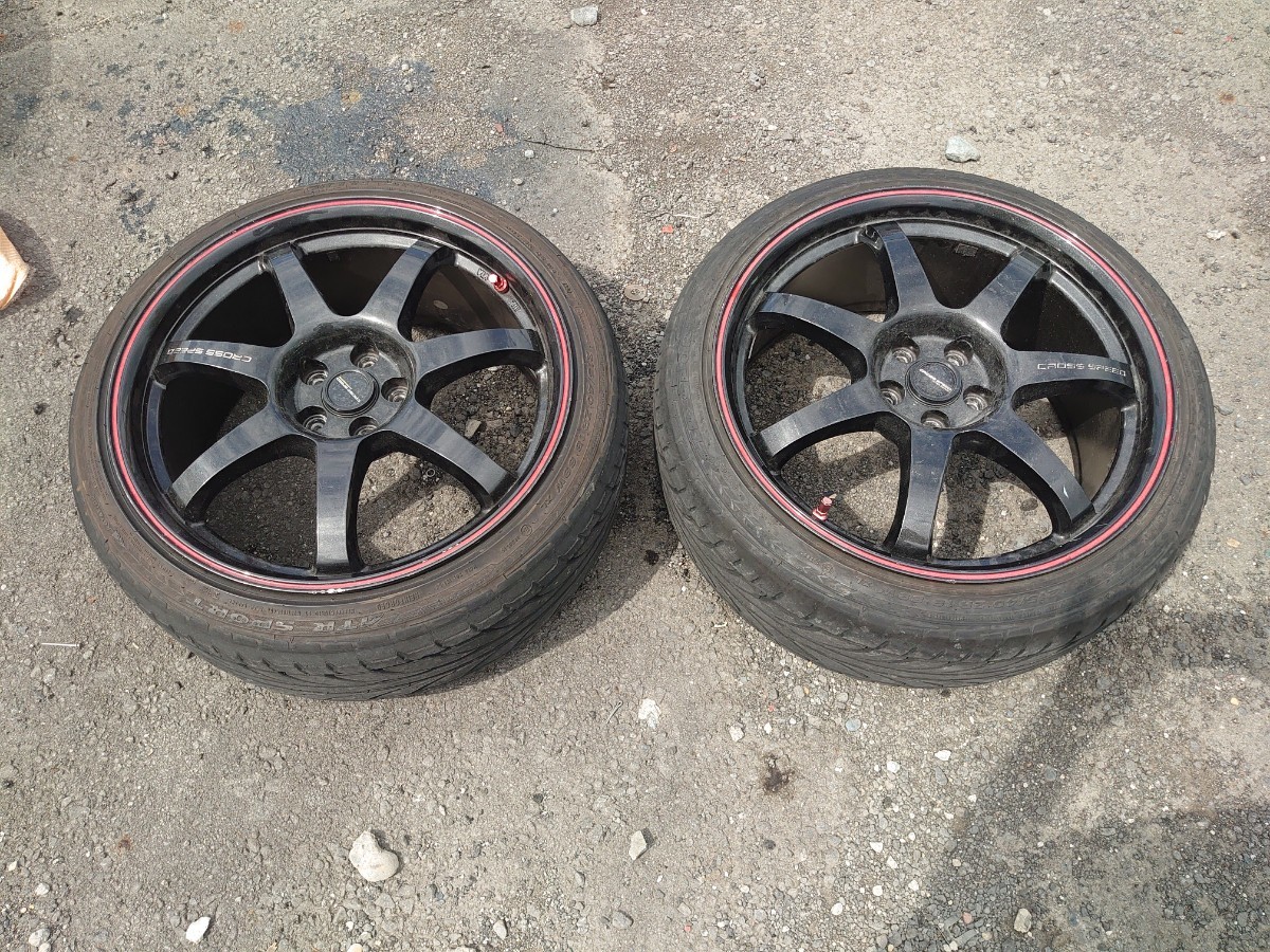【傷や汚れあり】2本 クロススピード ハイパーエディション CR7 18インチ PCD100-5H 8.5J +45 ガンメタx赤 7スポーク ...