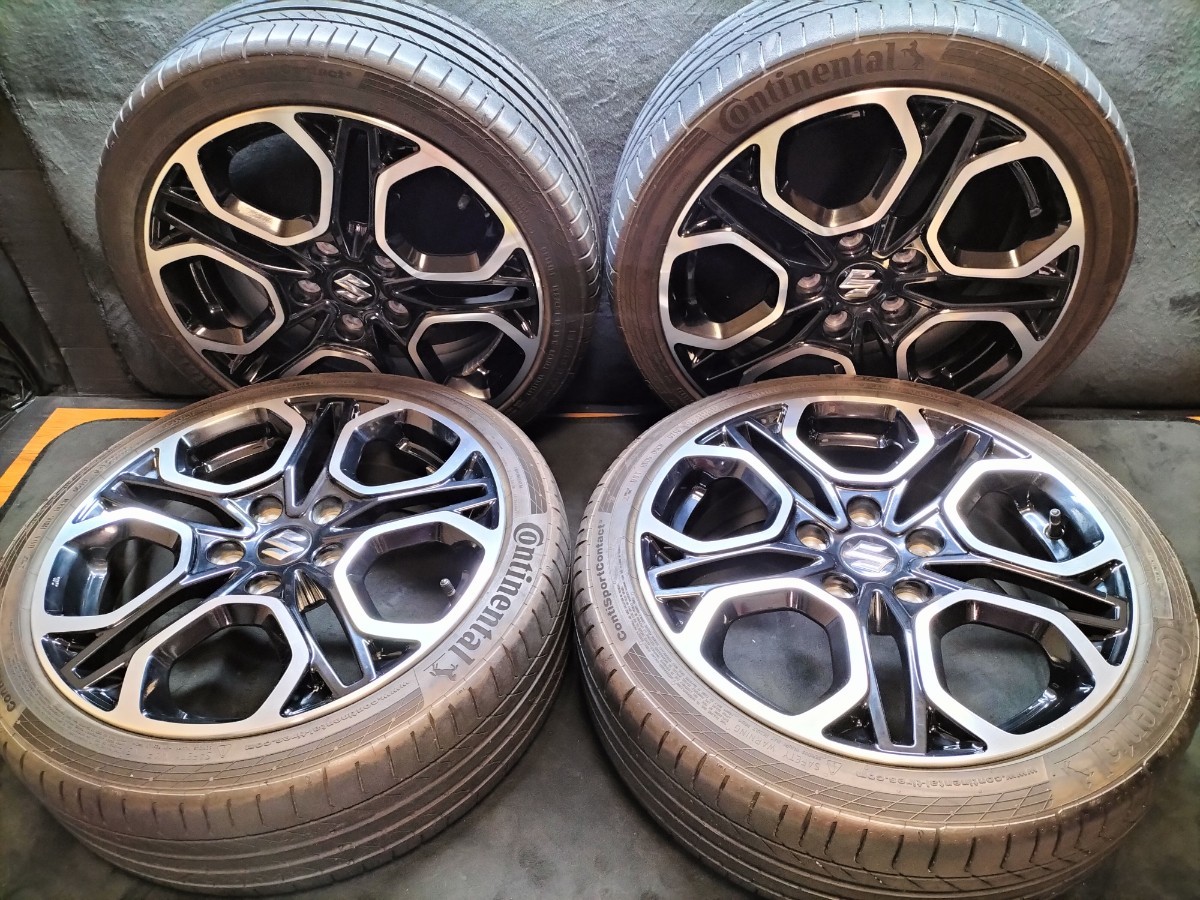 【やや傷や汚れあり】スズキ スイフトスポーツ ZC33 純正タイヤホイールセット 195/45 17 コンチネンタル 2019年製造 6.5J 114.3-5 ET +50 ZC32 ...
