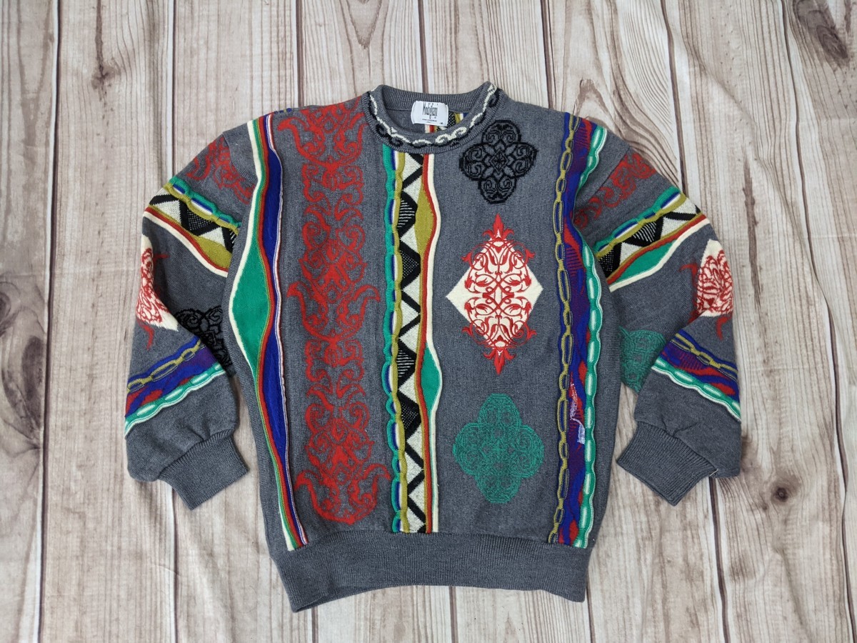 【目立った傷や汚れなし】3．Modighani 総柄 3D 立体 アラベスク文様 ニューウールニットセーター メンズM グレー赤マルチカラー 小杉産業y510の落札情報詳細 - Yahoo ...