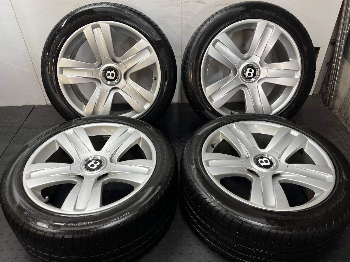 【傷や汚れあり】売り切り! 中古ホイール ベントレー コンチネンタルGT フライングスパー 純正19インチアルミホイールタイヤ付き4本セット ...