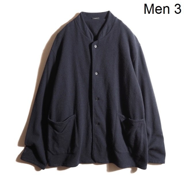 【目立った傷や汚れなし】M0159P COMOLI コモリ 21AW カシミヤ スタンドカラーニットジャケット ネイビー 3/L オーバー ...