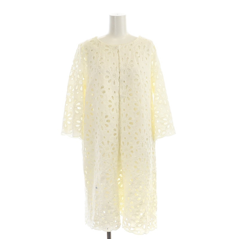 【やや傷や汚れあり】タバサ TABASA 2点セット 花柄レース カーディガン 七分袖 ワンピース 膝丈 ノースリーブ 36 34 アイボリー /MI OS レディースの落札情報詳細 ...