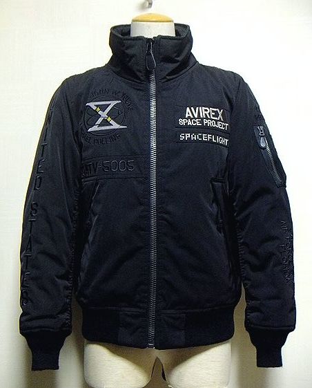 【目立った傷や汚れなし】美品:AVIREX.MA-1 GT-10 フライトジャケット M(黒/6182176/29,480円/フルデコ/保温中綿/肩45幅55丈63/アメカジ/バイカー/n ...