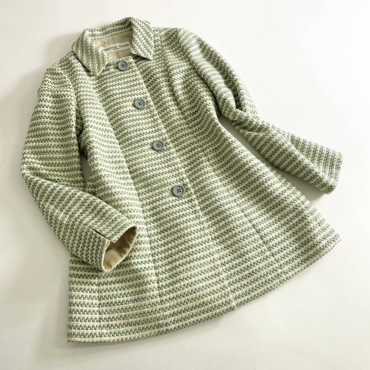 【目立った傷や汚れなし】Ac9♪ 日本製 CHRISTIAN AUJARD クリスチャン オジャール ステンカラーコート サイズ9AT バイカラー ボーダー レディース アウターの落札情報詳細 ...