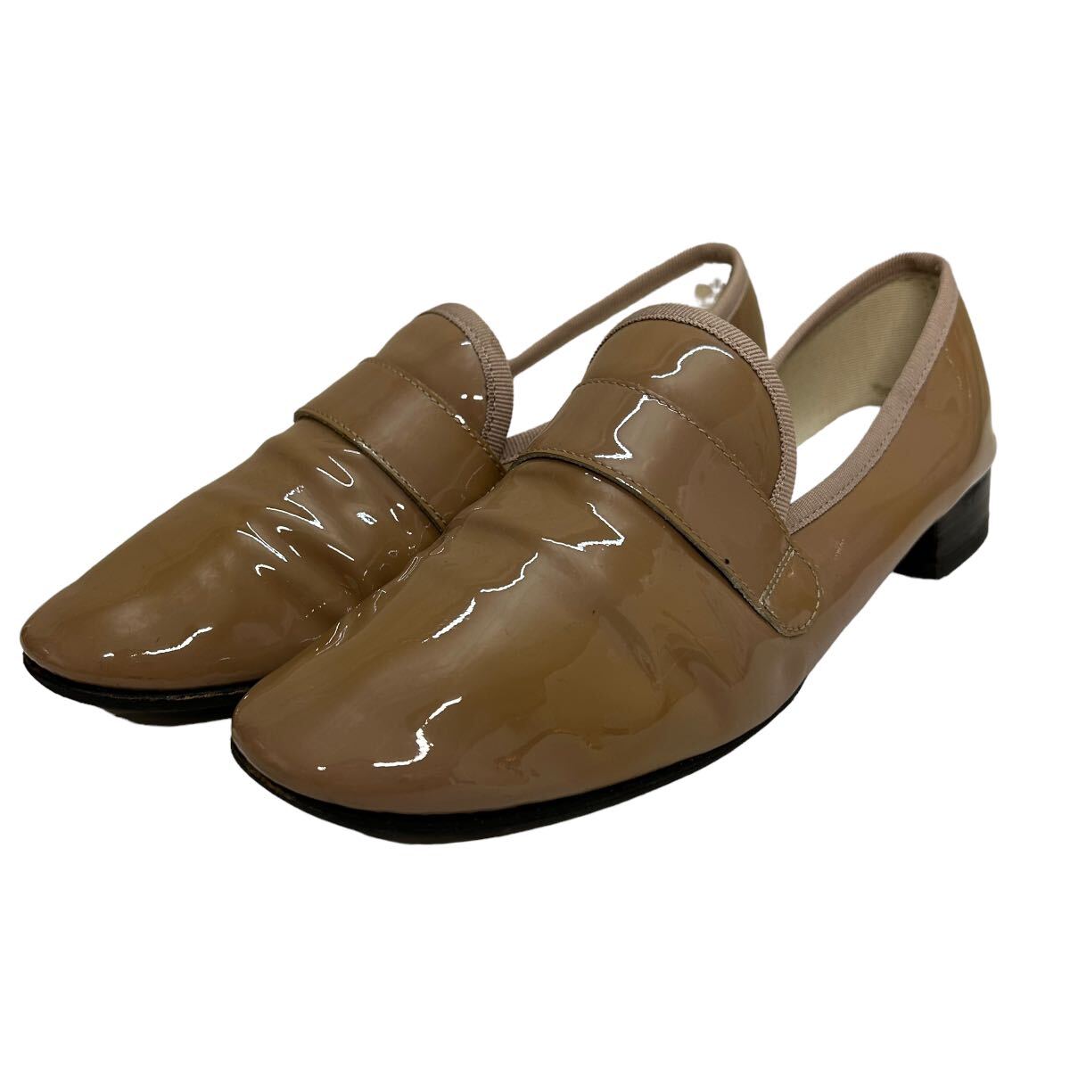 【目立った傷や汚れなし】A363 repetto レペット レディース ローファー パンプス 35 約 22.5cm ライトブラウン エナメル ...