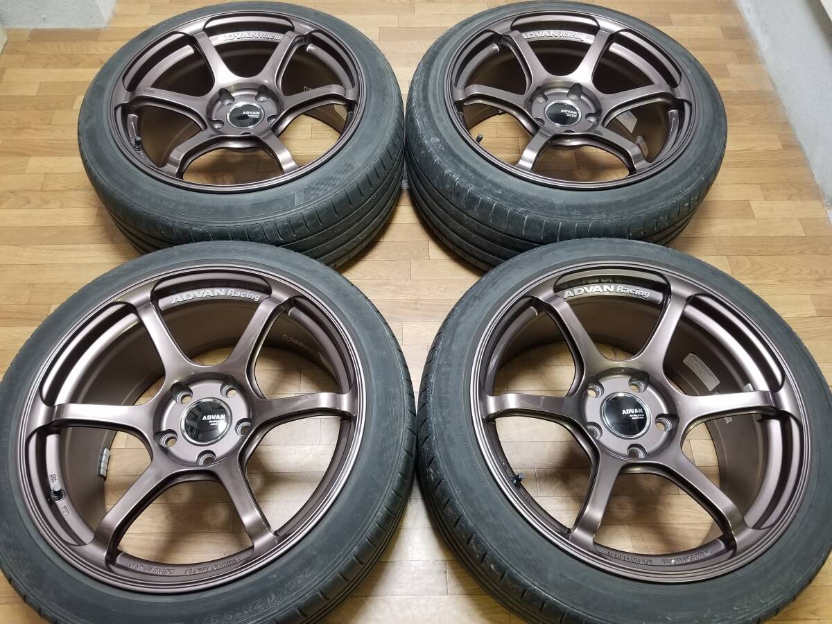 【やや傷や汚れあり】【超美品】18インチ 9.5J +45 PCD120 ADVAN Racing RG-4 ホンダ シビック タイプR ...