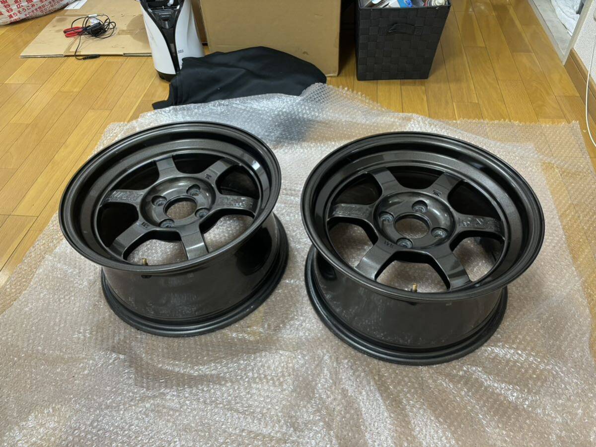 【やや傷や汚れあり】RAYS ボルクレーシング TE37V 15インチ 7.5J +25 4穴 PCD100 /10th ANNIVERSARY EDITION ダイヤモンドダークガンメタ 2 ...