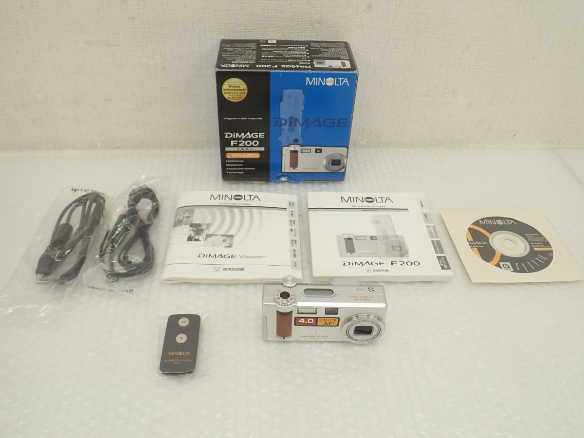 【中古】D722-60 美品 MINOLTA DiMAGE F200 デジタルカメラ・デジカメ シルバー 中古・動作確認済み リモコン・取扱 ...