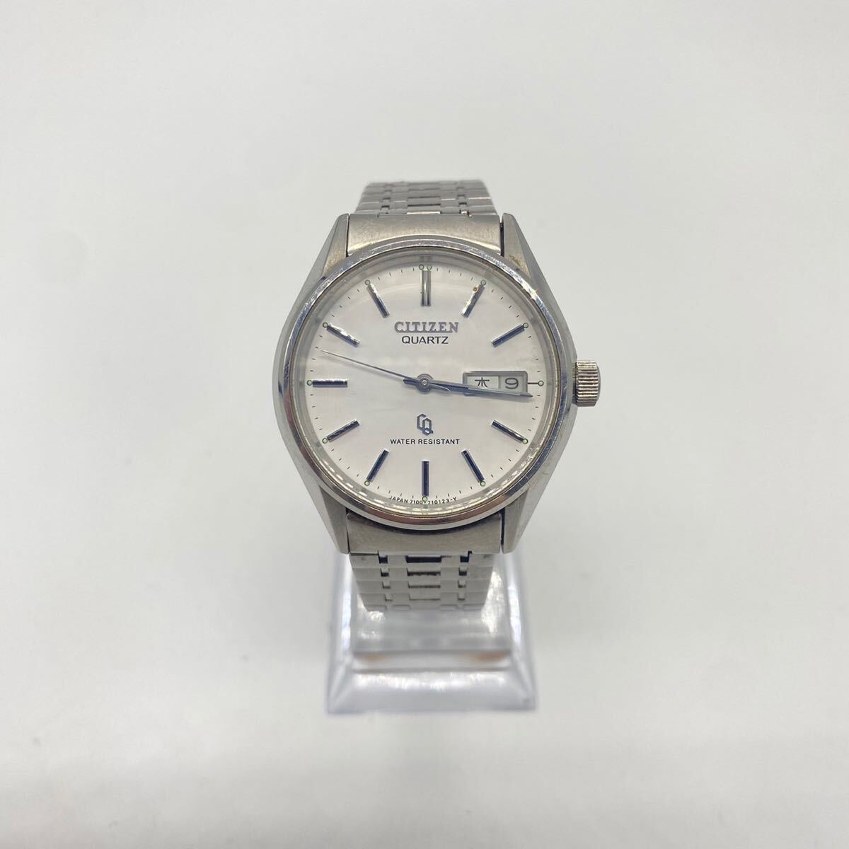 【目立った傷や汚れなし】1円〜 5☆ CITIZEN 腕時計 4-730038 TA 80104768 GN-4W-S クオーツ QUARTZ腕時計 動作確認済み デイデイト 白文字盤 メンズ ...