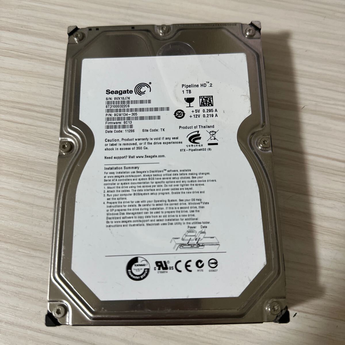 【やや傷や汚れあり】B31: 動作保証/AVコマンド対応 使用0時間 Seagate SATA 3.5インチHDD SATA 1TB 1000GB ST31000322CSの落札情報詳細 ...