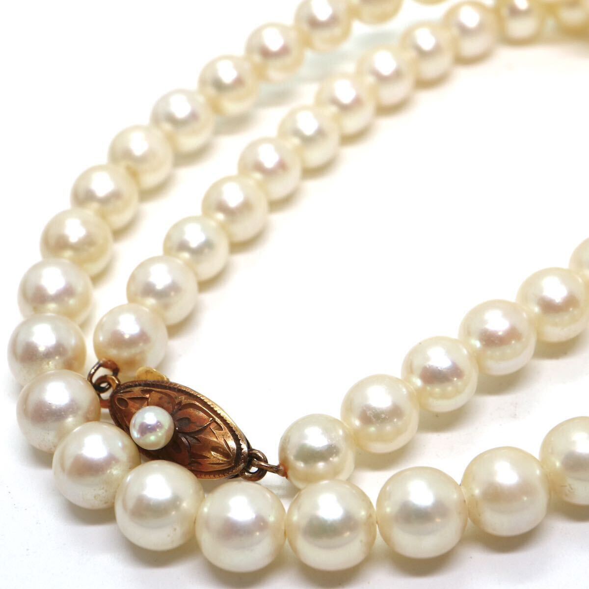 【目立った傷や汚れなし】《K18アコヤ本真珠ネックレス》A 25.5g 約39cm 約6.5-7.0mm珠 pearl パール necklace ジュエリー jewelry EA0/EA2の ...