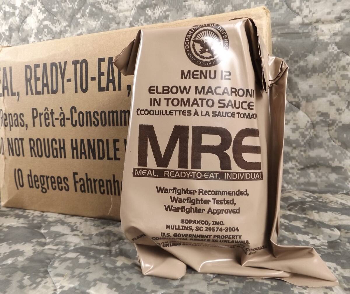 【未使用】安心の箱だし！MREレーション MENU-12 2024年8月検品 米軍 ミリ飯 ミリメシ 戦闘糧食 非常食 備蓄 保存食 車中泊 防災バッグ キャンプの落札情報詳細 - Yahoo ...