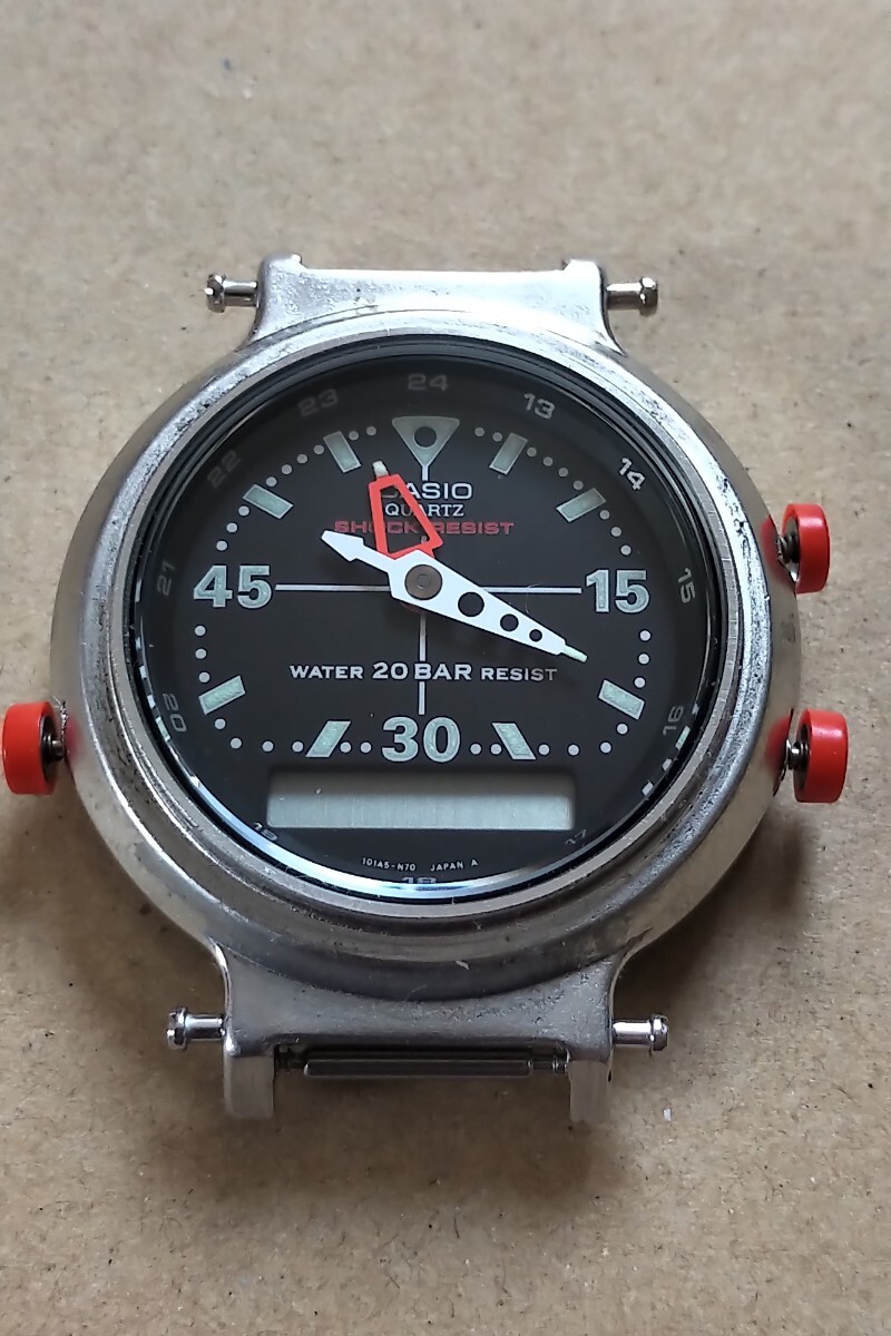 【目立った傷や汚れなし】カシオ CASIO AW-500 アナログ G ジャンク ベルべぜ無し シリアルナンバー入り鏡面仕上げのスクリュー ...