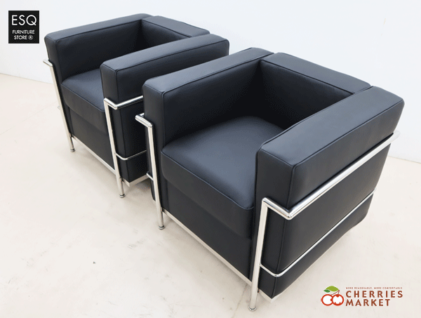 【目立った傷や汚れなし】 展示 美品 ESQ FURNITURE STORE グラン・コンフォール LC2 黒総革 1Pソファ/1人掛けソファ 2台セット ル・コルビュジエ 26万の落札情報 ...