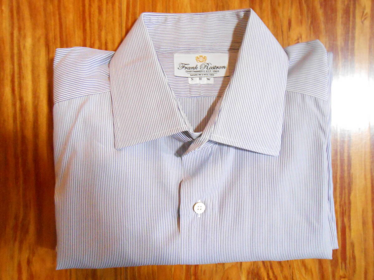 【目立った傷や汚れなし】とても美品 レア品 英国高級ビスポークシャツメーカー Frank Rostron （1968年創業） ビスポークドレス ...