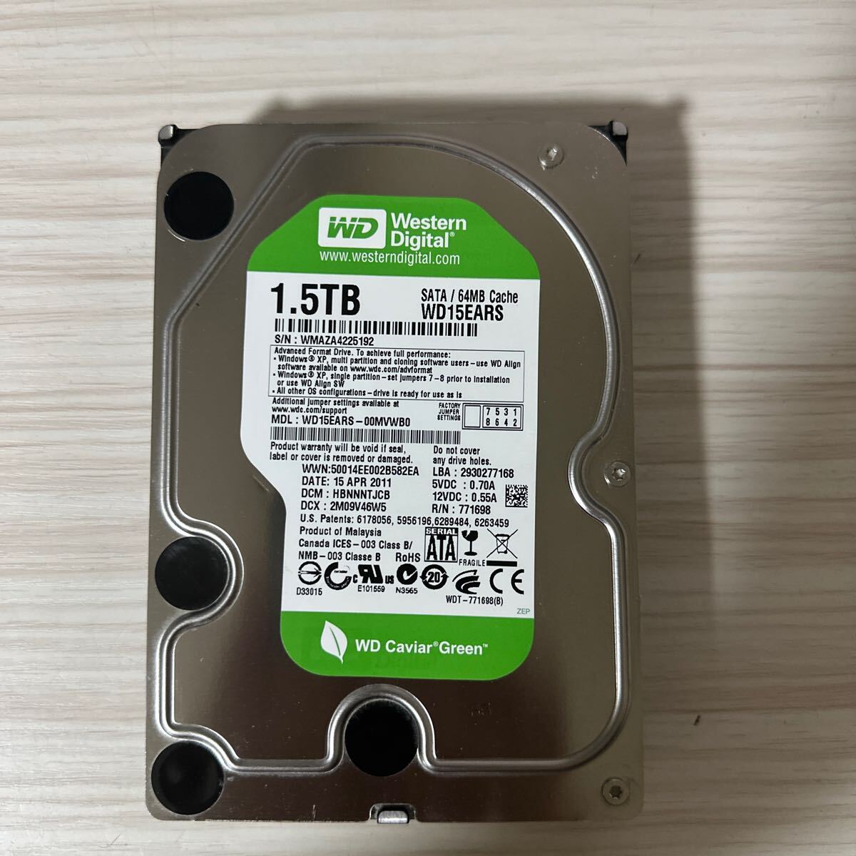 【やや傷や汚れあり】C30:★ 動作保証/時間0時間★ Western Digital WD15EARS 3.5インチ HDD 1500GB SATA 1.5TBの落札情報詳細 - Yahoo ...