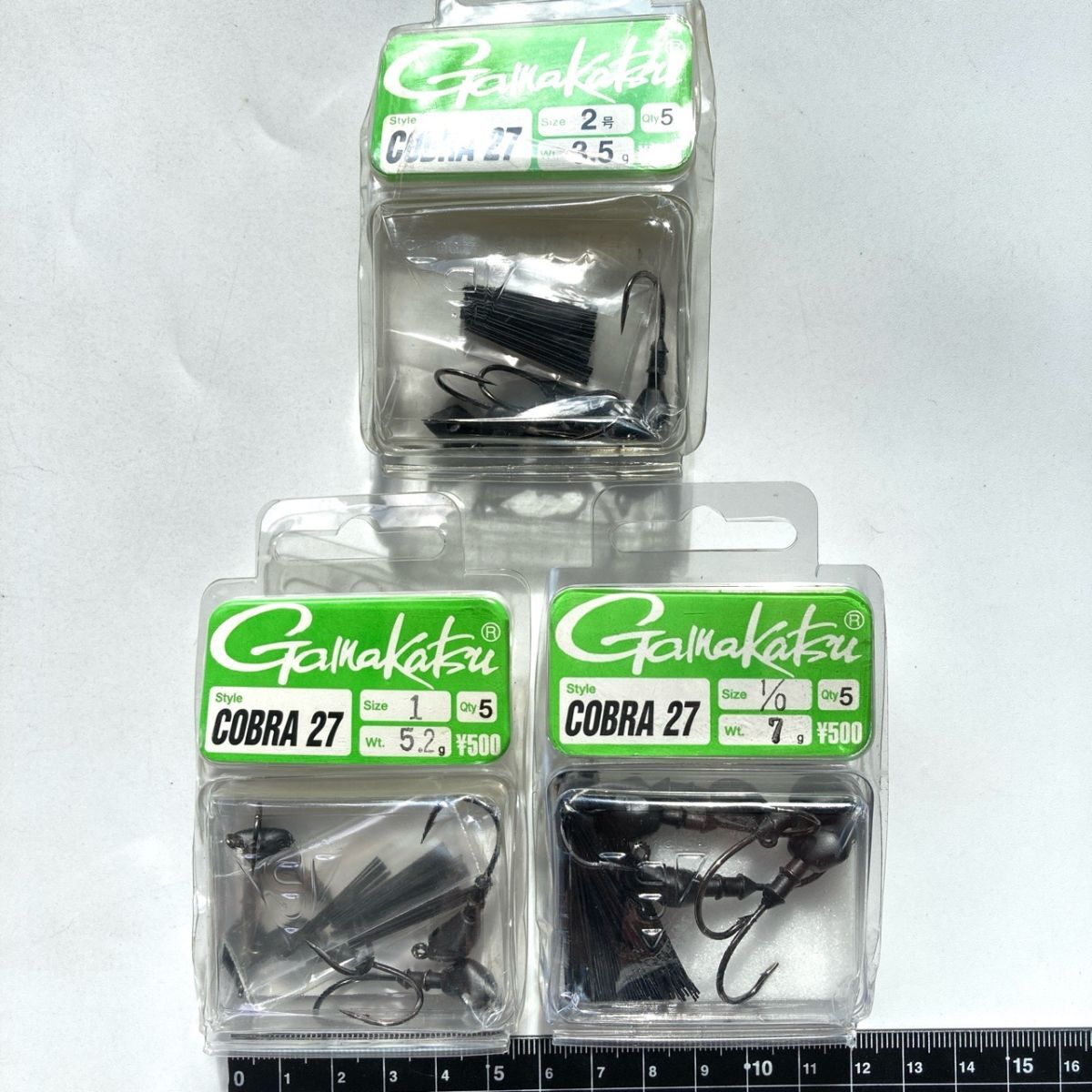 【やや傷や汚れあり】714364 がまかつ タイプ コブラ27 各種（3.5～7g）3パック GAMAKATSU COBRA 27 ラバージグ ...
