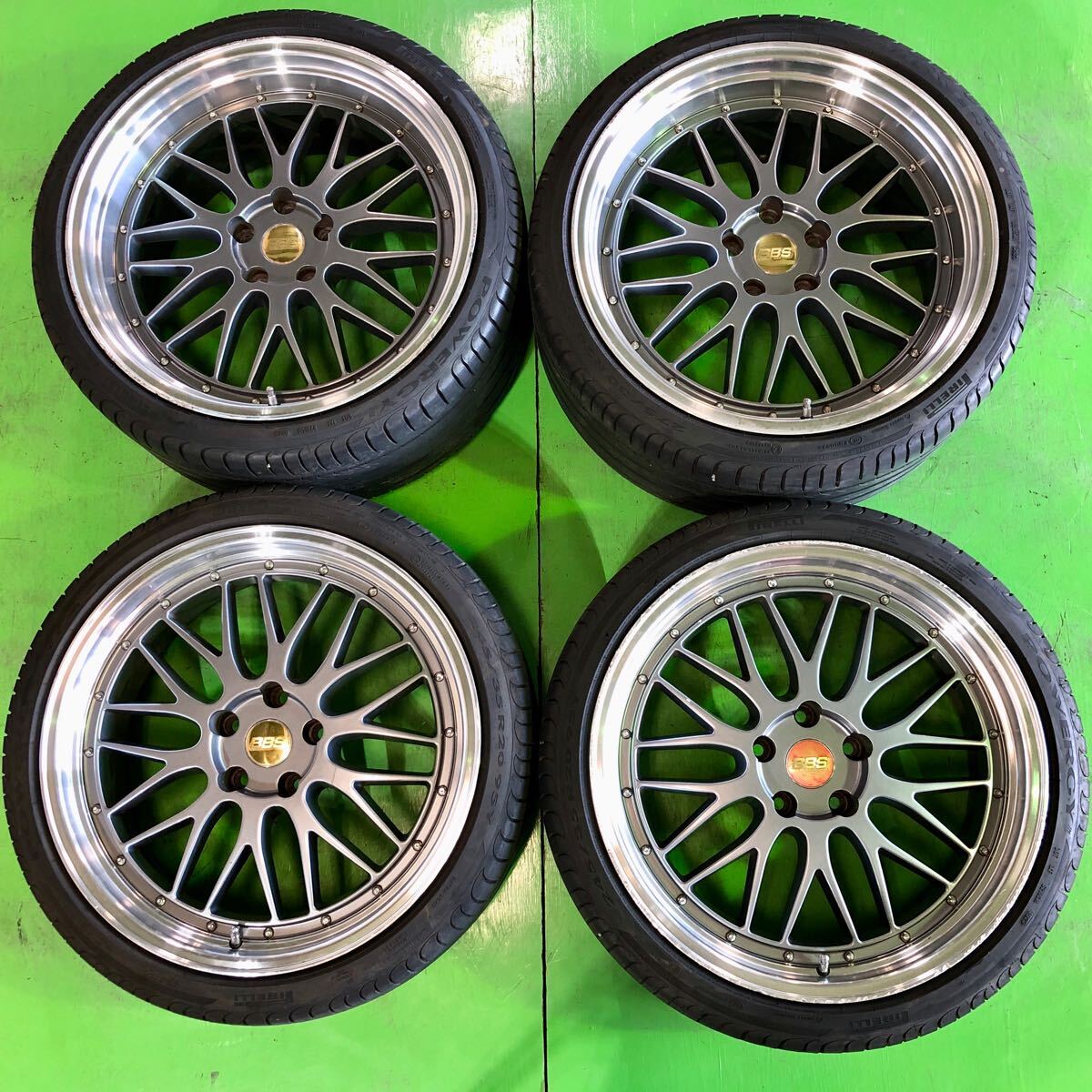 【傷や汚れあり】NT656 BBS LM風 848 ホイール 20×8.5J +25 20×10J +30 PCD 120 2023年ピレリ サマータイヤ 245/35R20 275 ...