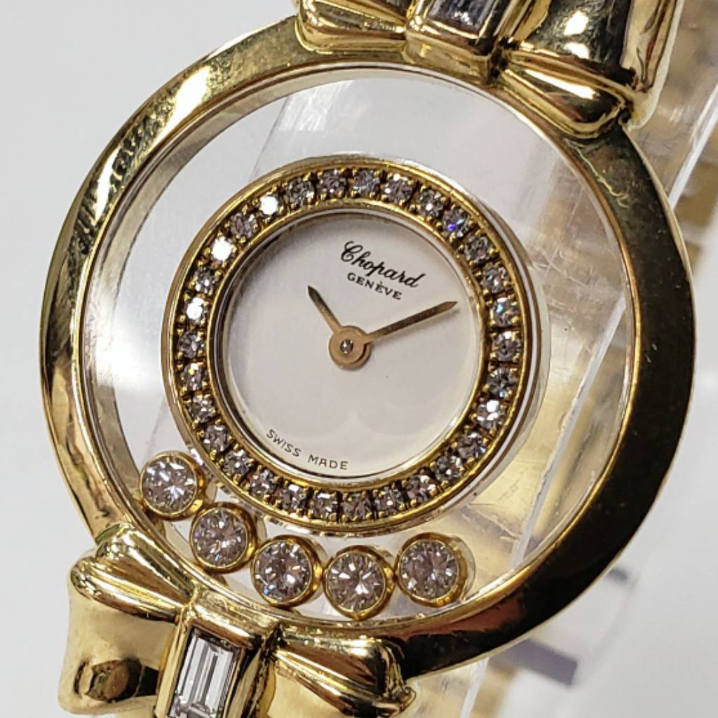 【目立った傷や汚れなし】 1円スタート 直営店購入 Chopard ショパール HAPPY SPORT ハッピースポーツ 腕時計 ダイヤモンド ルビー ピンク 27/8245-42 付属品完備 ...