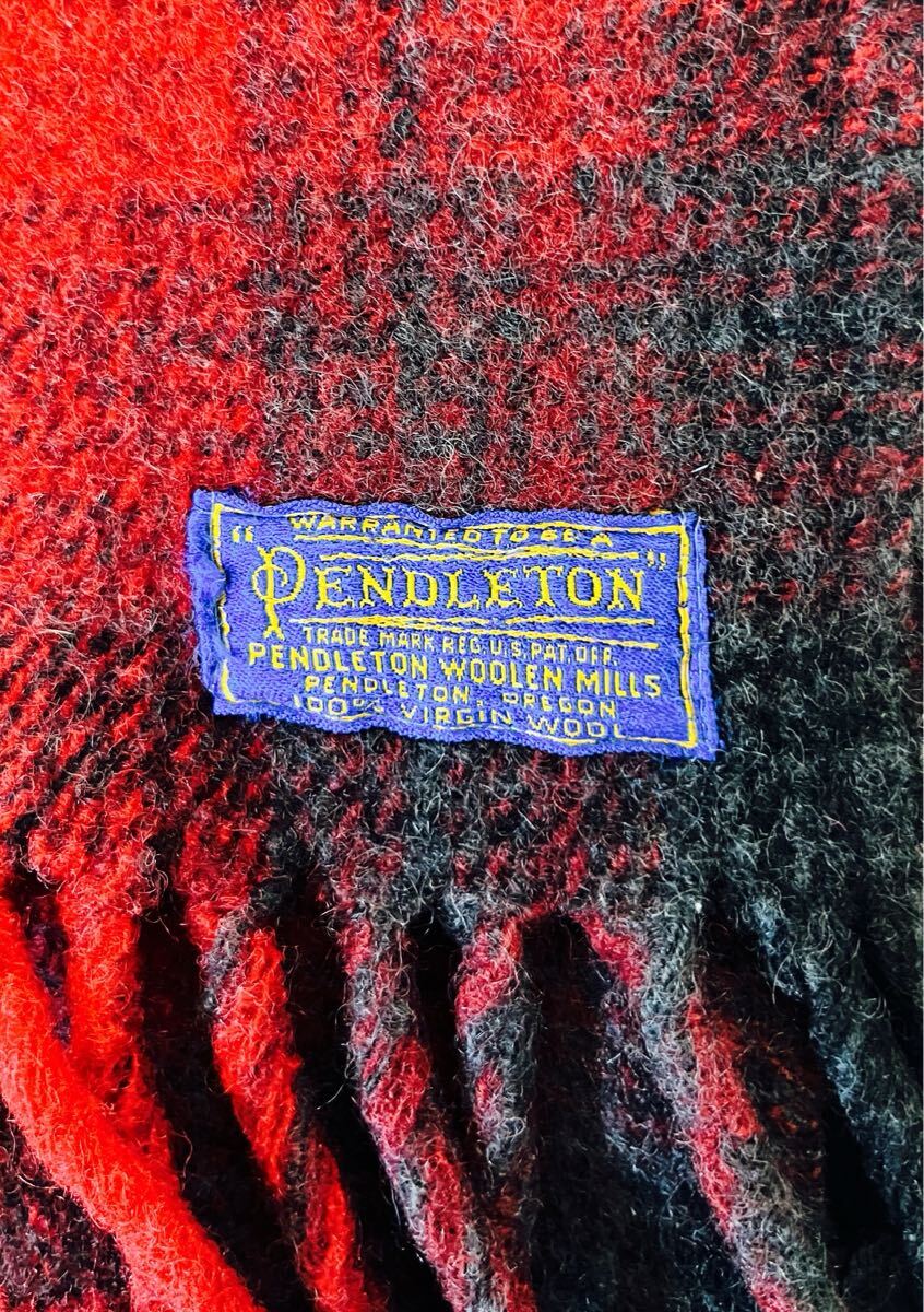 【目立った傷や汚れなし】超レア USA 美品 50s 60s ペンドルトン PENDLETON オンブレ シャドウ チェック ブランケット 176cm116cm ビンテージ ラグ ウエスタン ...