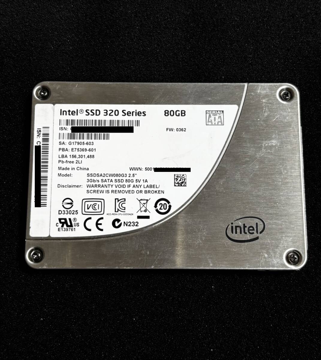 【やや傷や汚れあり】((使用時間87時・1個限定！)) intel SSD 320 Series 80GB 2.5inch ...