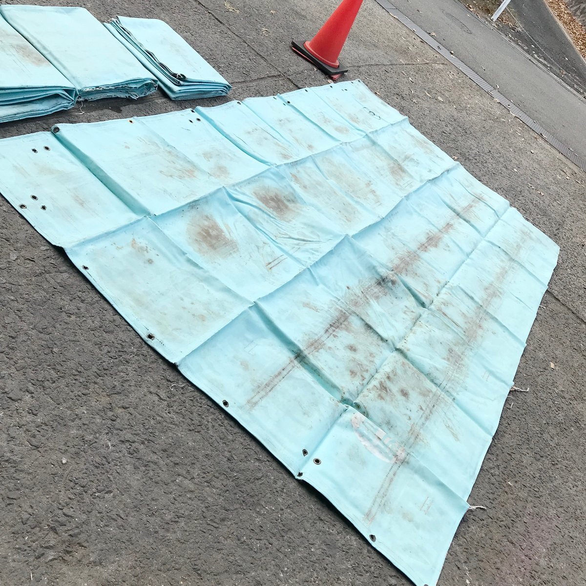 【傷や汚れあり】扇蒼.c980 防音シート ブルー 1.8m×3.4m 厚手 / ハトメあり / 本縫い / 建築 工事 足場 養生 防風 防塵 遮音 ★ 計4枚セットの落札情報詳細 ...