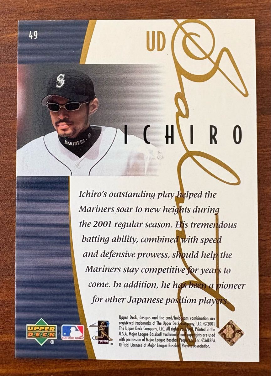 【目立った傷や汚れなし】2001 Upper Deck Rookie Update Ichiro Tribute Gold #49 Ichiro Suzuki SAL 030/100 イチロー ...