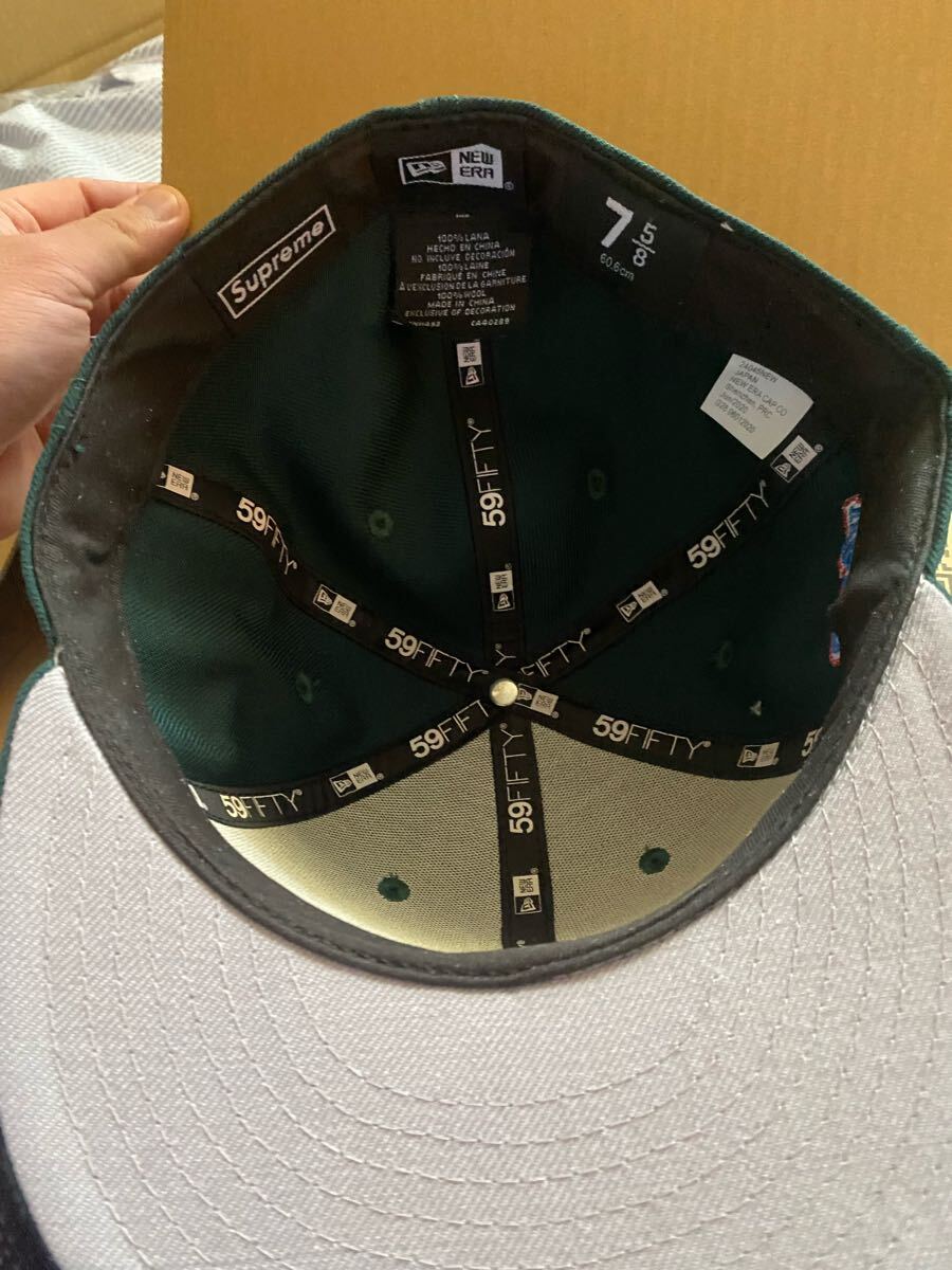 【目立った傷や汚れなし】Supreme World Famous Box Logo New Era ダークグリーン 7 5/8 送料込み の ...