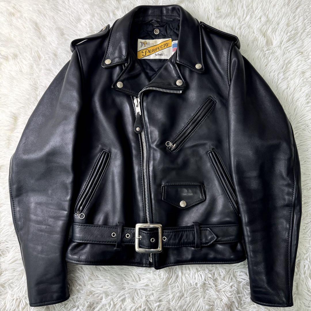 【目立った傷や汚れなし】美品 schott ライダースジャケット ダブル レザー 618 黒 ブラック 34 キルティング ショット 牛革 本革 カウレザー バイク USA製の落札情報詳細 ...