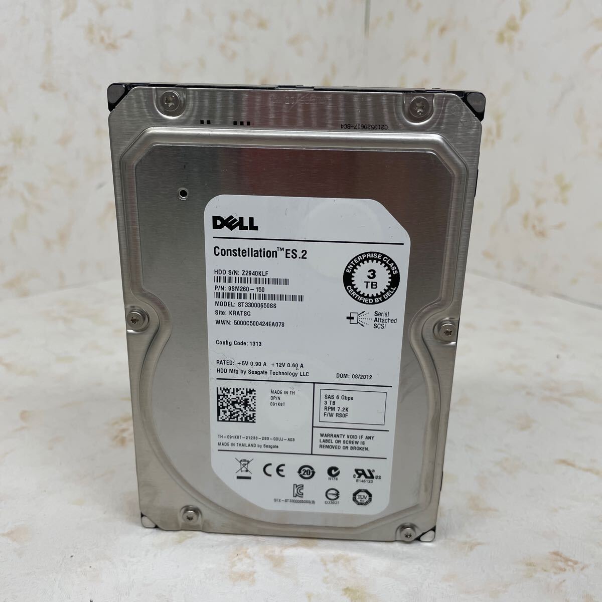 【目立った傷や汚れなし】As【341】DELL Constellation ES.2 SASタイプ 3.5インチ HDD 3000GB(3TB ...