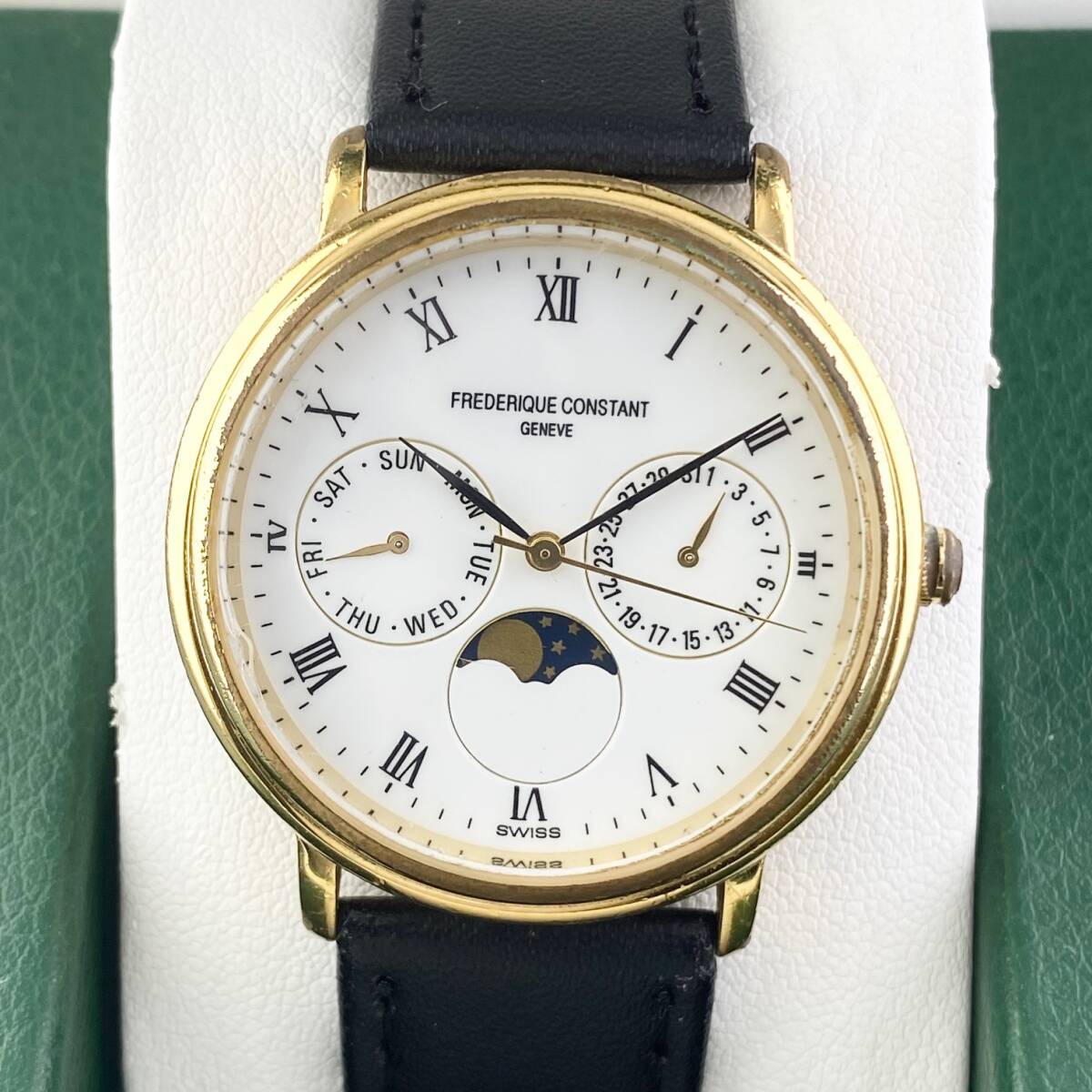 【目立った傷や汚れなし】【1円箱付】FREDERIQUE CONSTANT フレデリック コンスタント 腕時計 メンズ ムーンフェイズ ホワイト文字盤 トリプルカレンダー 可動品の落札情報詳細 ...
