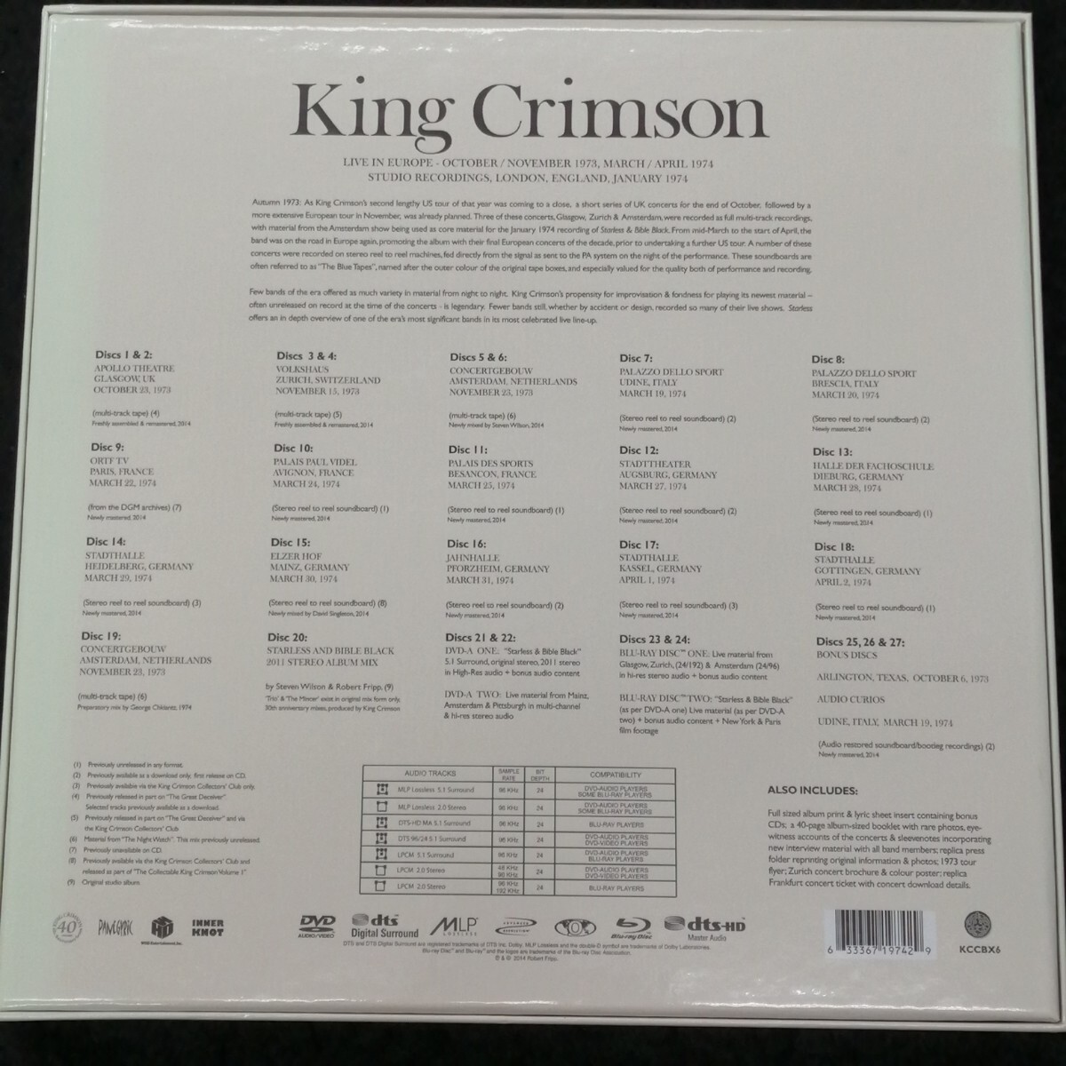 【傷や汚れあり】E05 中古CD キングクリムゾン 暗黒の世界 KING CRIMSON starless and bible black 40th anniversary box 23CD ...