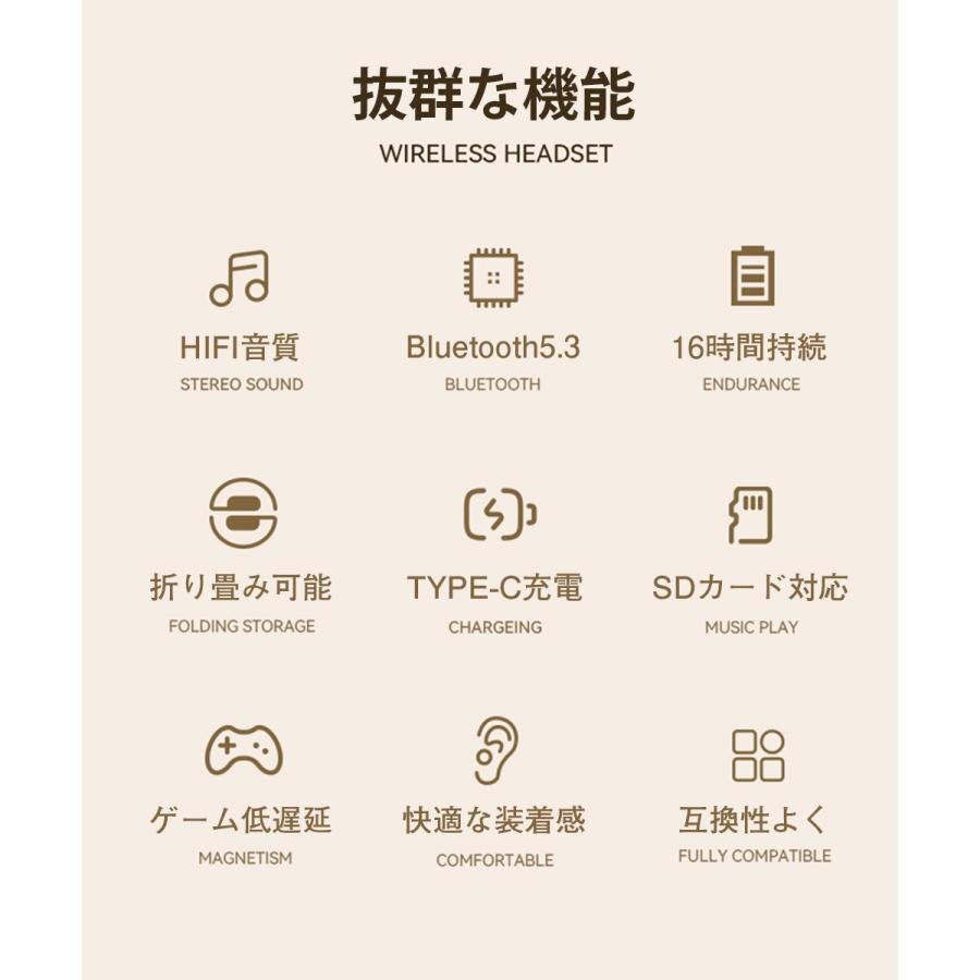 【未使用】ワイヤレスヘッドホン イヤホン Bluetooth5.3 ヘッドセット HiFi高音質 クリア通話 マイク内蔵 ステレオサウンド ゲーミングイヤホン SDカの落札情報詳細 ...