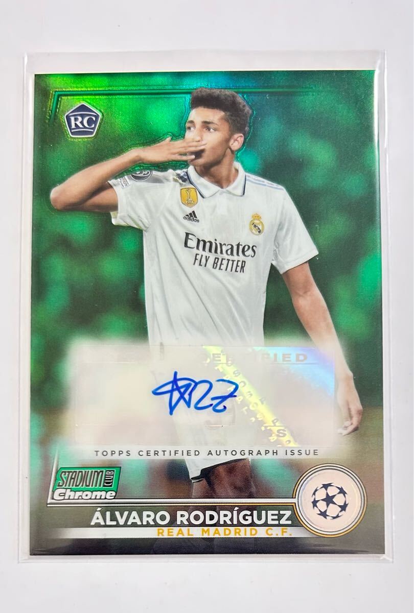 【目立った傷や汚れなし】2022-23 Topps Stadium Club Chrome Alvaro Rodriguez Real Madrid RC Auto 99枚限定 Green ...