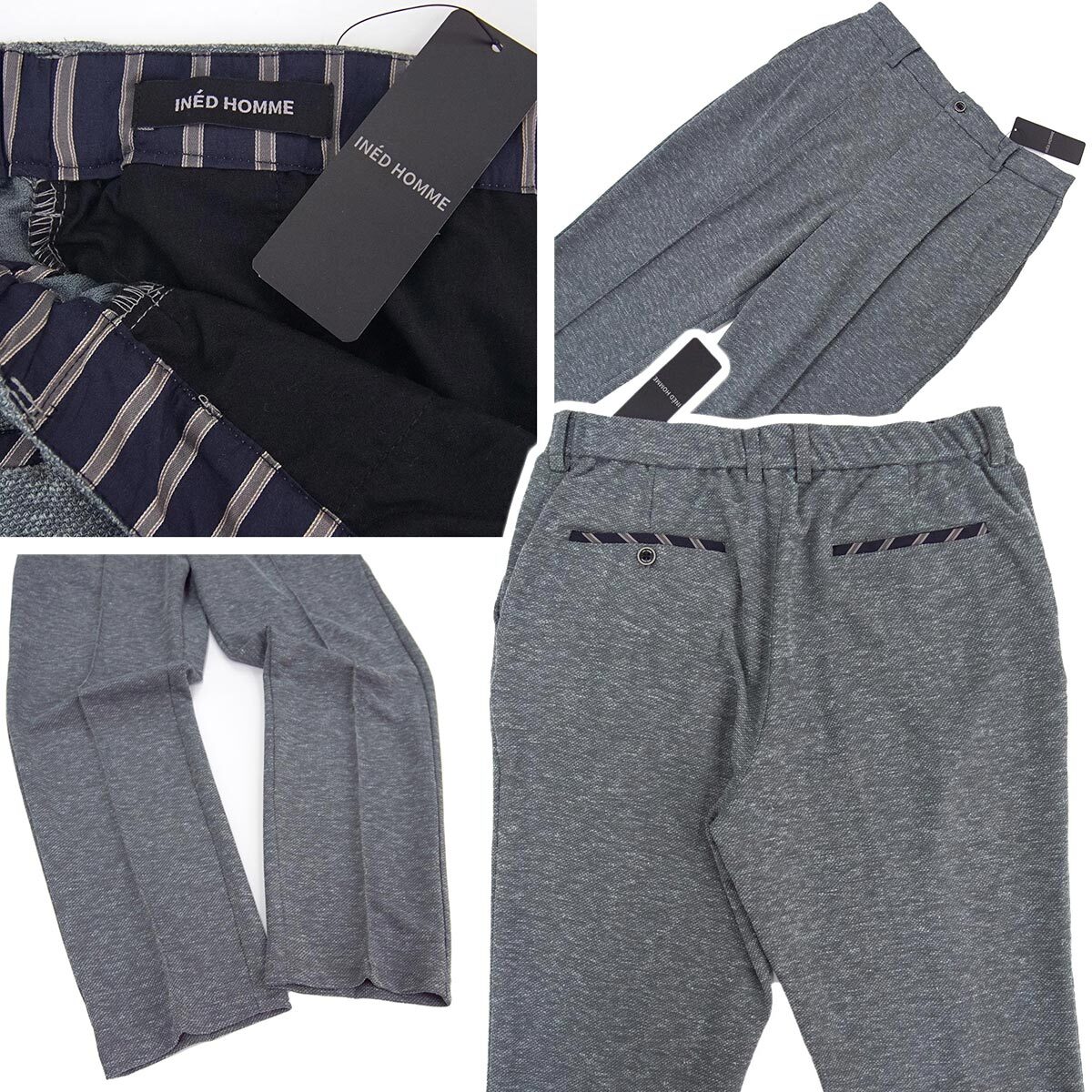 【未使用】[新品]INED イネドオム【3L (98～108cm)】ウエストゴム スーパーストレッチ 春夏 麻混 クロップド パンツ スラックス 折り目加工 洗濯可能の落札情報詳細 ...