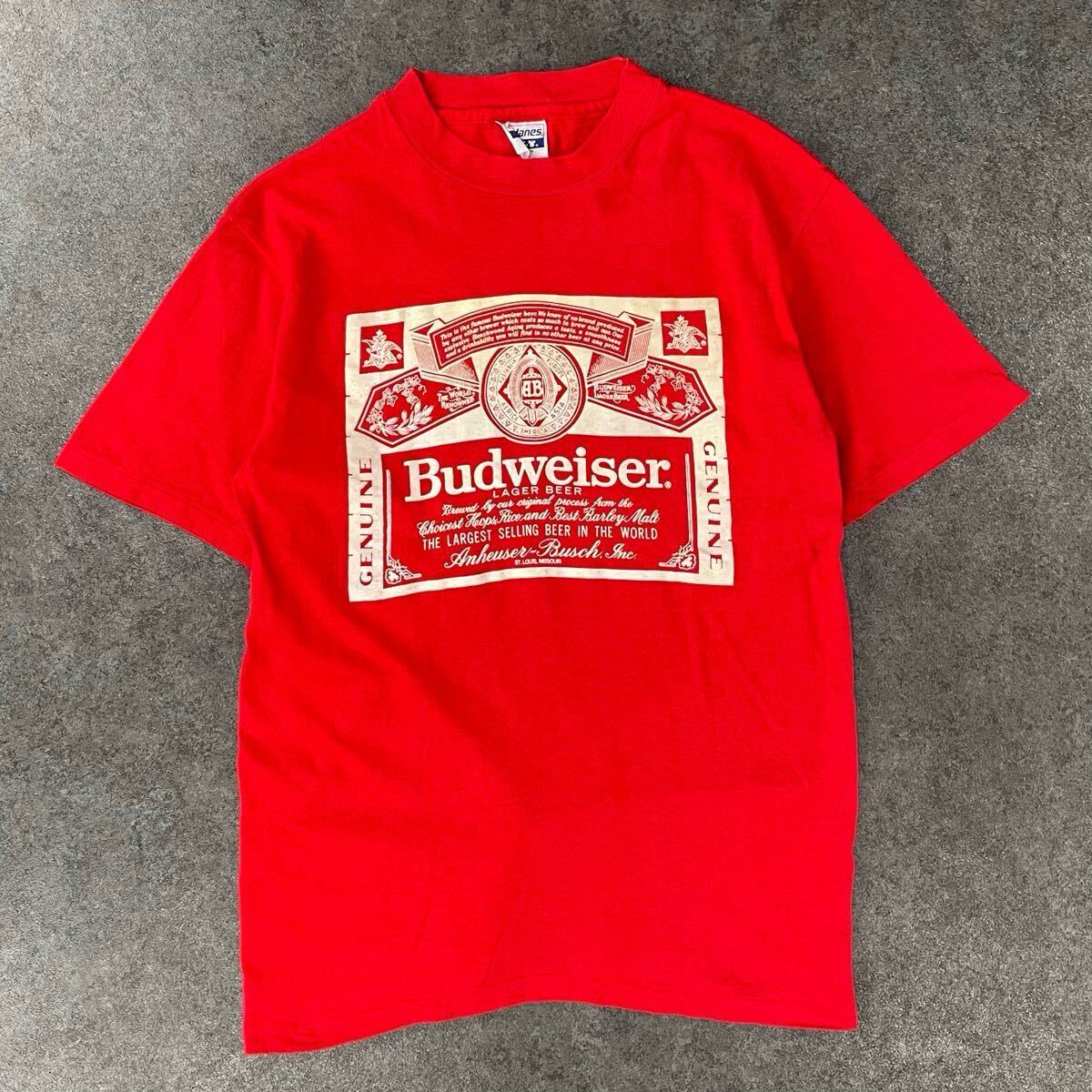 【目立った傷や汚れなし】入手困難 企業物 USA製 80s 90s Vintage Hanes Budweiser Light Beer Tee バドワイザー ビール 半袖 Tシャツ ...